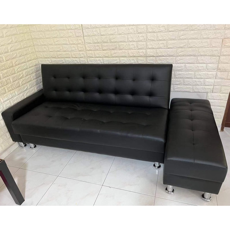 Living Room Sofa Bed PVC Leather Sofa Black/Cream Sofa Storage Sofa COD ...
