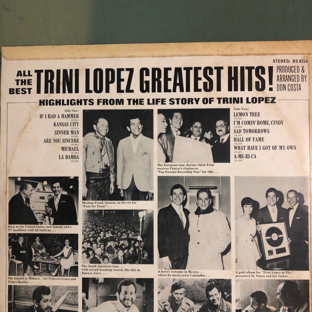 Lp - Trini Lopez (Greatest Hits), Hobbies & Toys, Music & Media, Vinyls ...