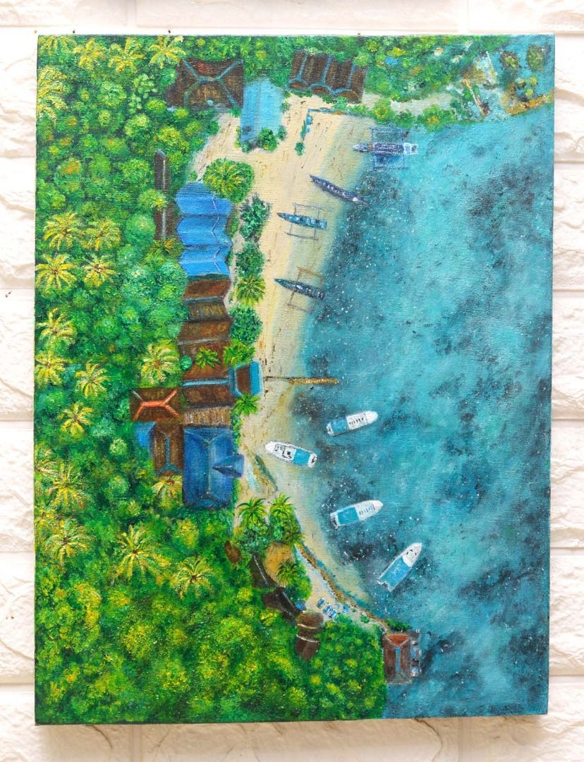 Lukisan Kanvas Acrylic 100% Asli 30x40- Togean Island Central Sulawesi, Desain & Kerajinan ...