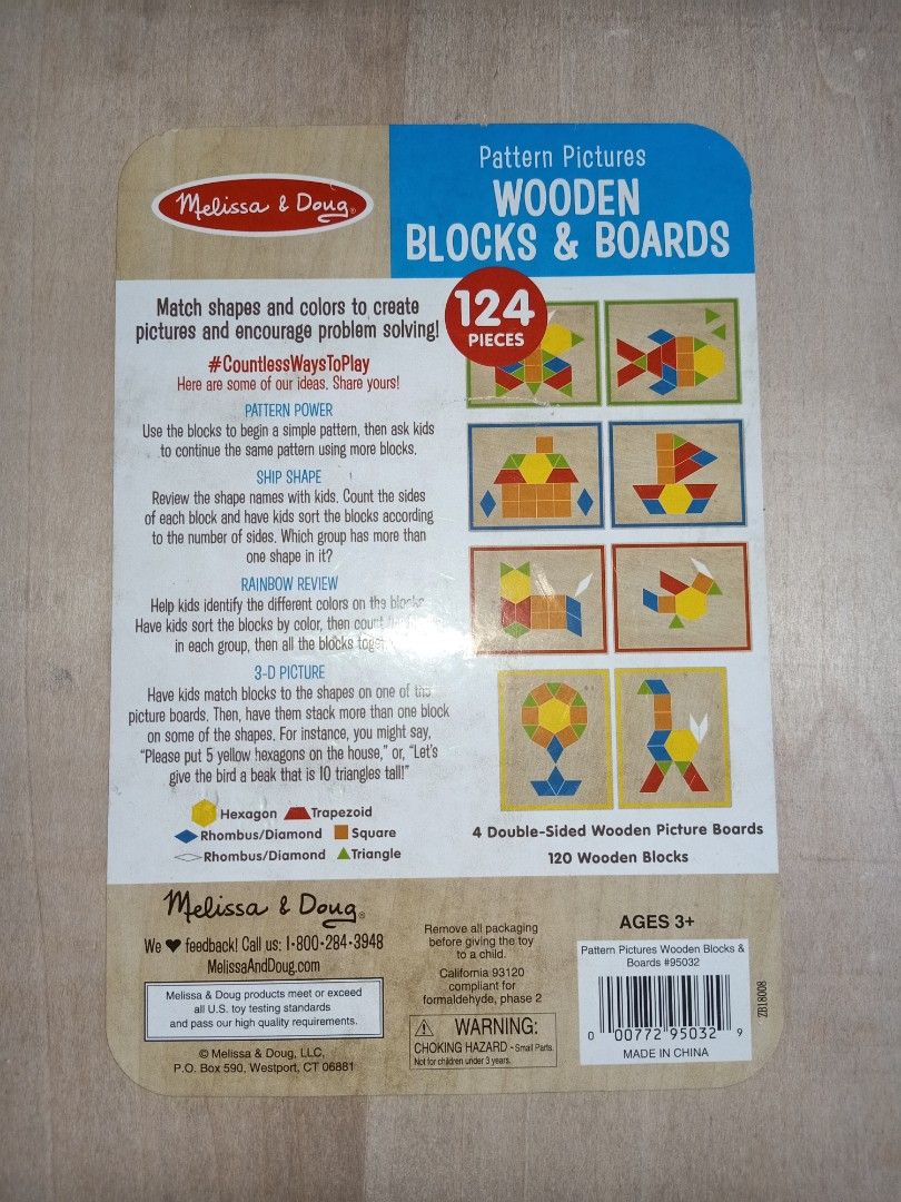 Melissa & Doug Pattern Blocks & Boards, Hobbies & Toys, Toys & Games on Carousell