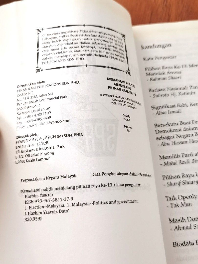 Memahami Politik Menjelang Pilihan Raya Ke 13 Buku Dato Prof Dr Hashim ...