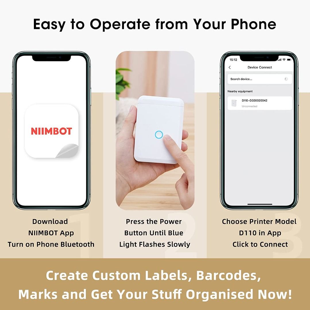 Nimbot Label Maker D110 Portable Wireless Connect Rechargeable Mini ...