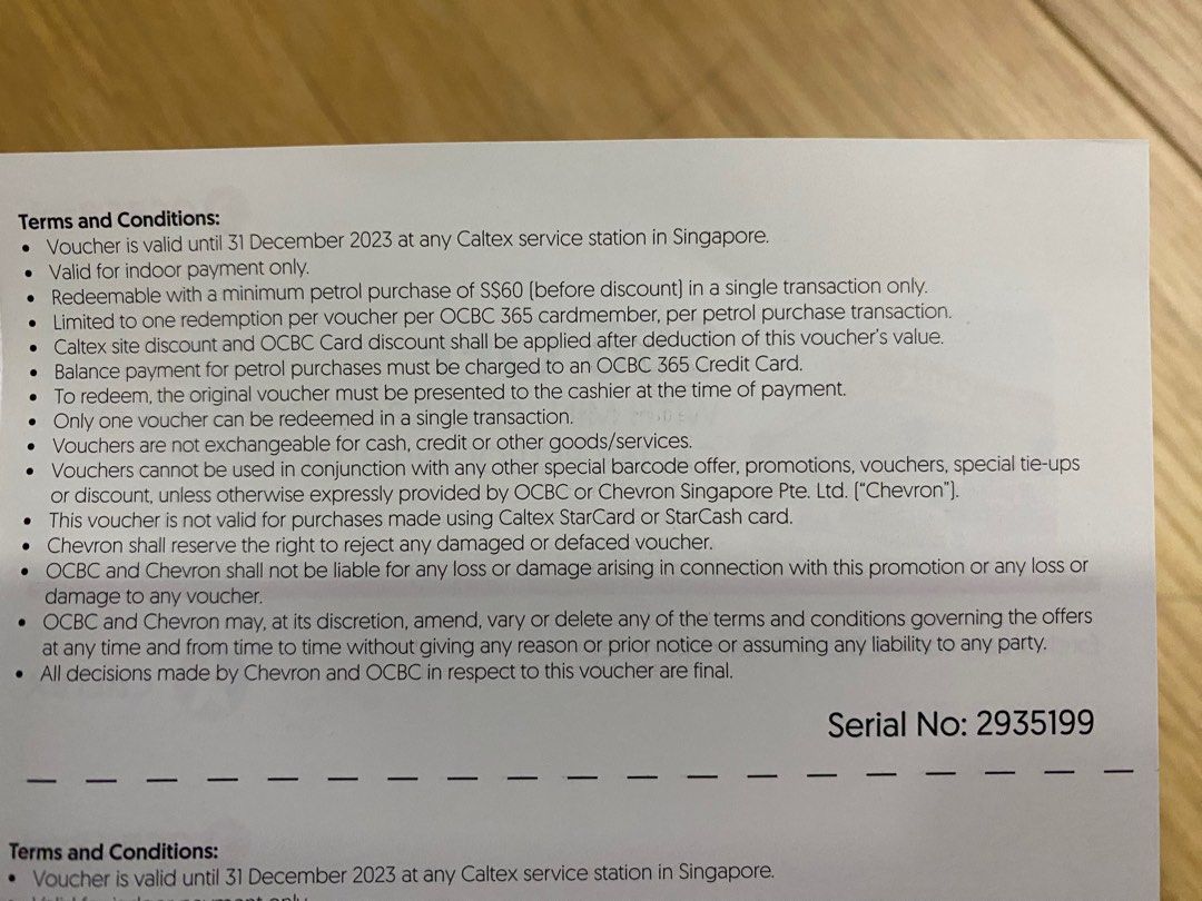 OCBC Caltex / Esso Voucher, Tickets & Vouchers, Vouchers on Carousell
