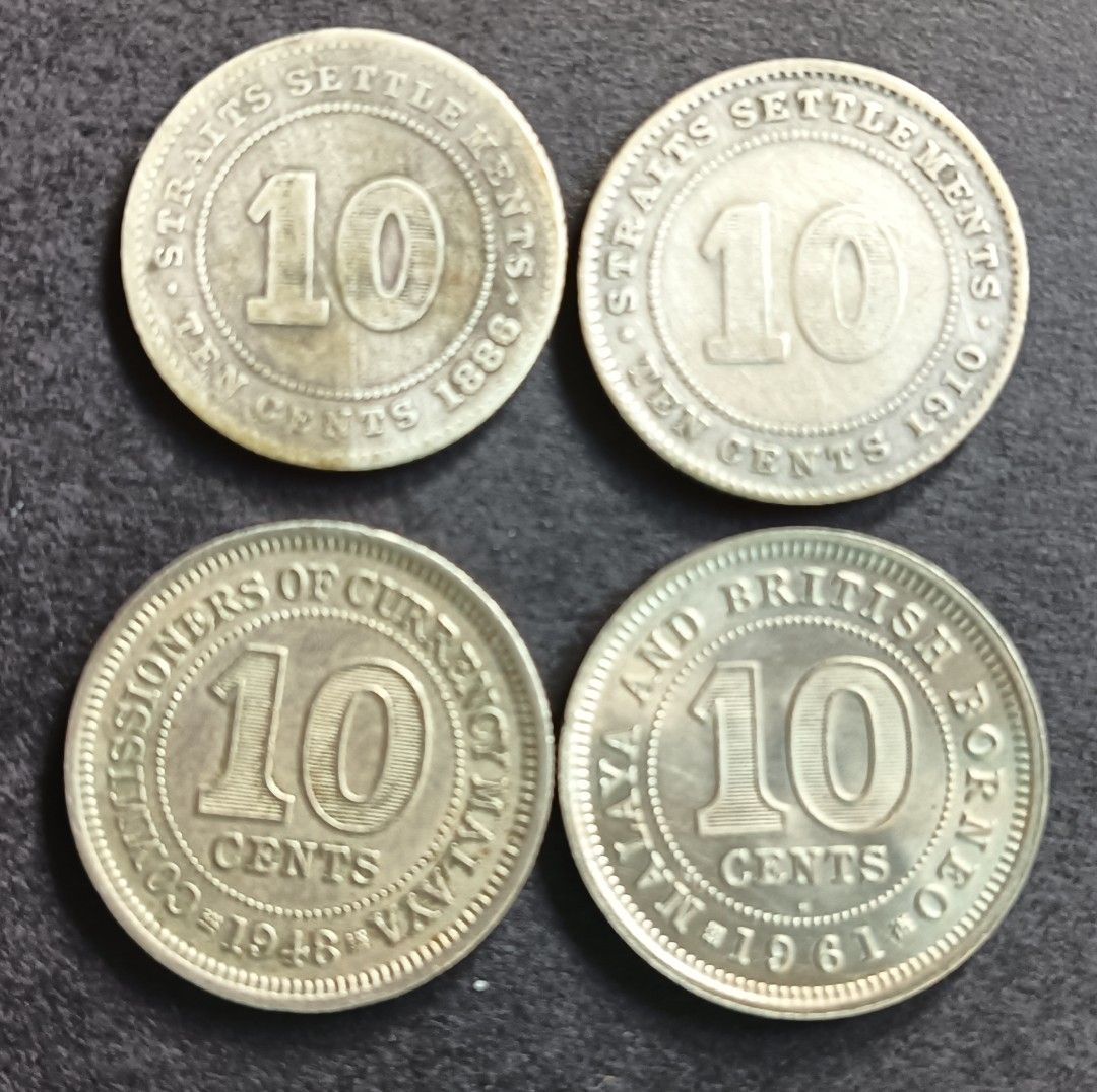 Old 10c Coins Straits Settlements Malaya, Hobbies & Toys, Memorabilia ...