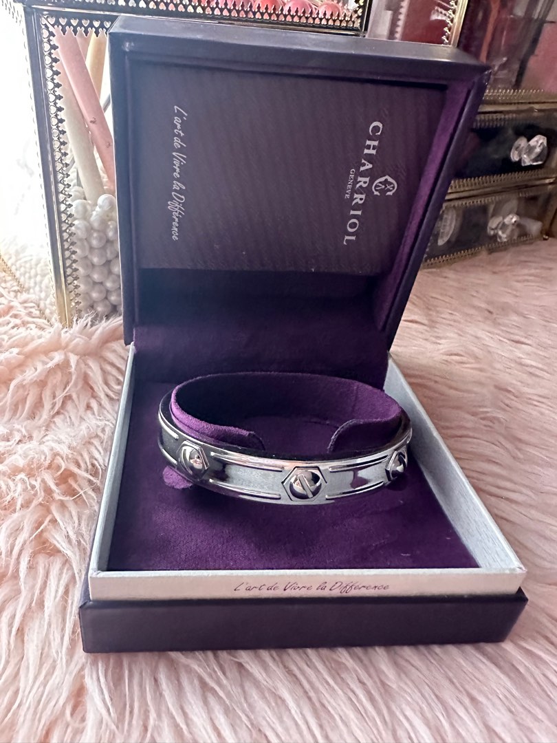 Original Charriol Rotonde Screw Design Steel Open Bangle for Men on ...