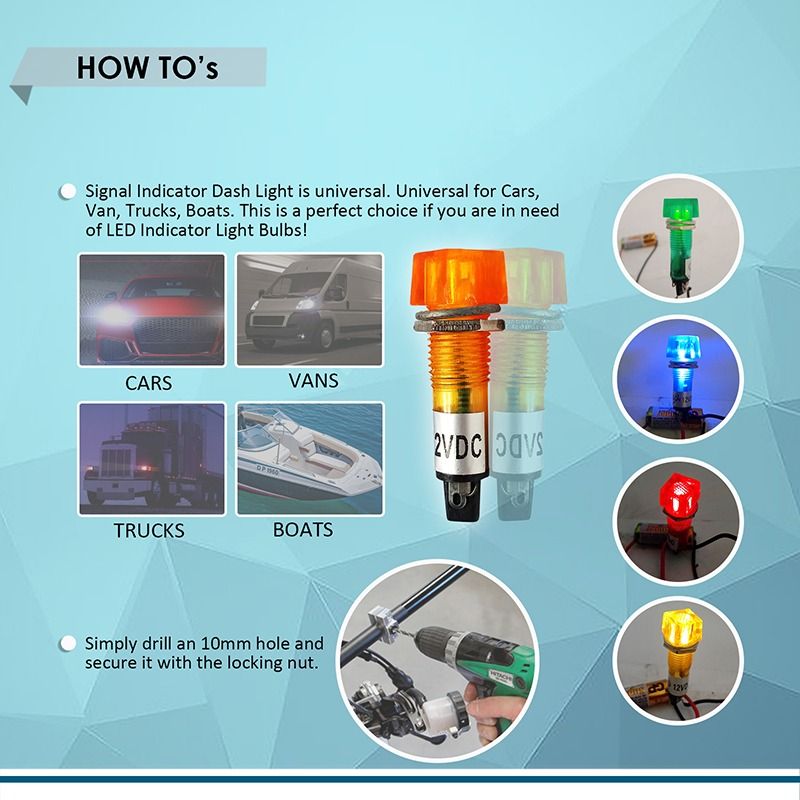 PILOT BULB 12V SQUARE HEAD 10mm 2-PIN (1-PC per ORDER), SIGNAL ...