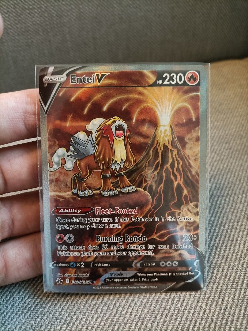 Pokemon Entei V Crown Zenith, Hobbies & Toys, Toys & Games on Carousell