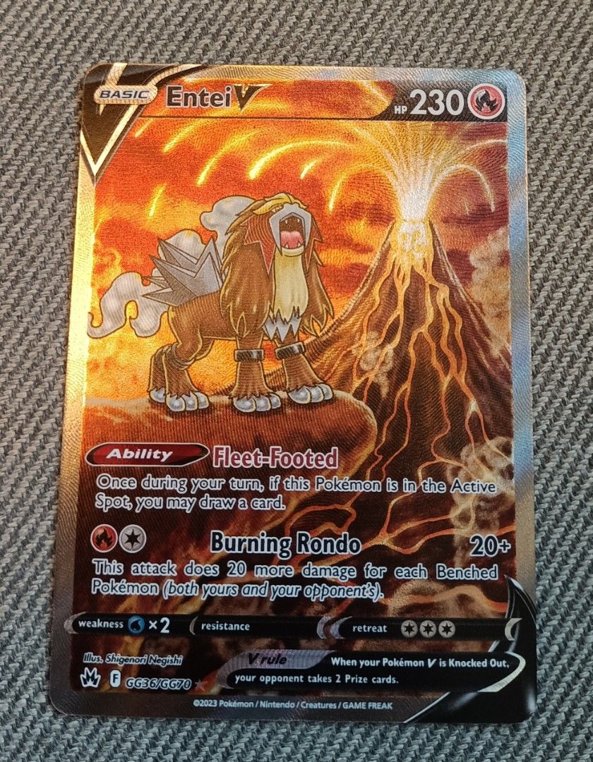 Pokemon Entei V Crown Zenith, Hobbies & Toys, Toys & Games on Carousell