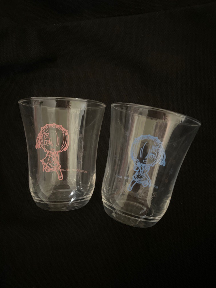 Re:Zero Rem and Ram Glass cups, Hobbies & Toys, Collectibles ...