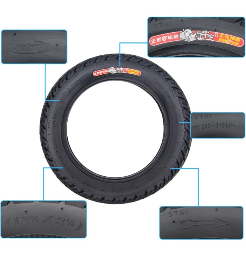 Rhino King 12x2.125 CST V2 Thick Tyre [PAB Eco drive Jimove MC Zebra ...
