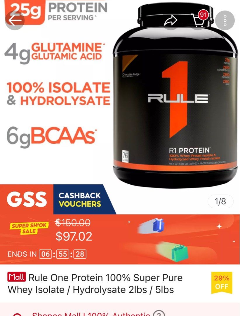 Rule One Protein 100% Super Pure Whey Isolate mint chocolate chip ...