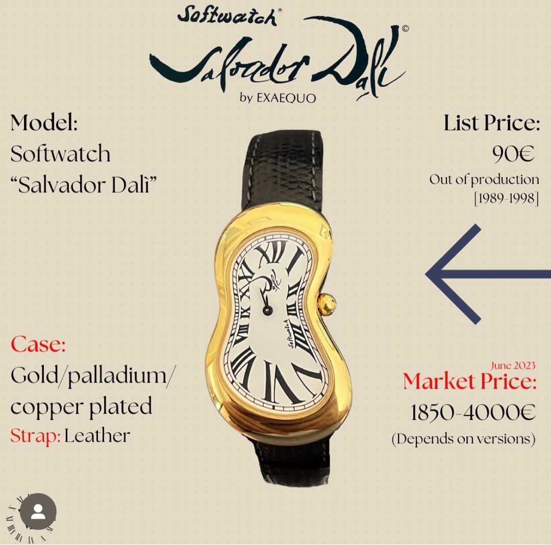 RARE 1990s Salvador Dali Surrealist Exaequo Softwatch Watch, Luxury ...