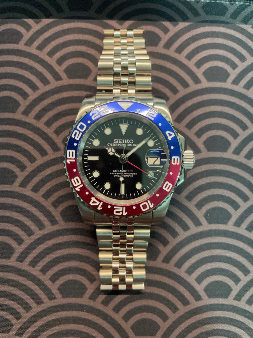 Seiko Custom Mod “GMT Master II Pepsi" 40mm case NH34 GMT, Men's ...