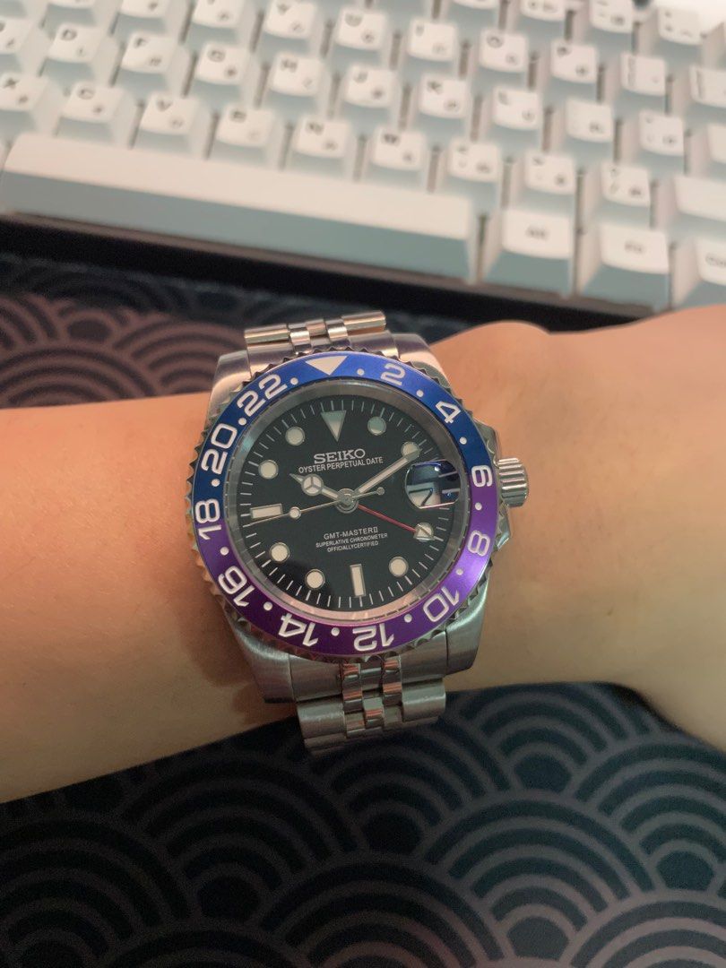 Seiko Custom Mod “GMT Master II Fuchsia" 40mm case NH34 GMT, Men's ...