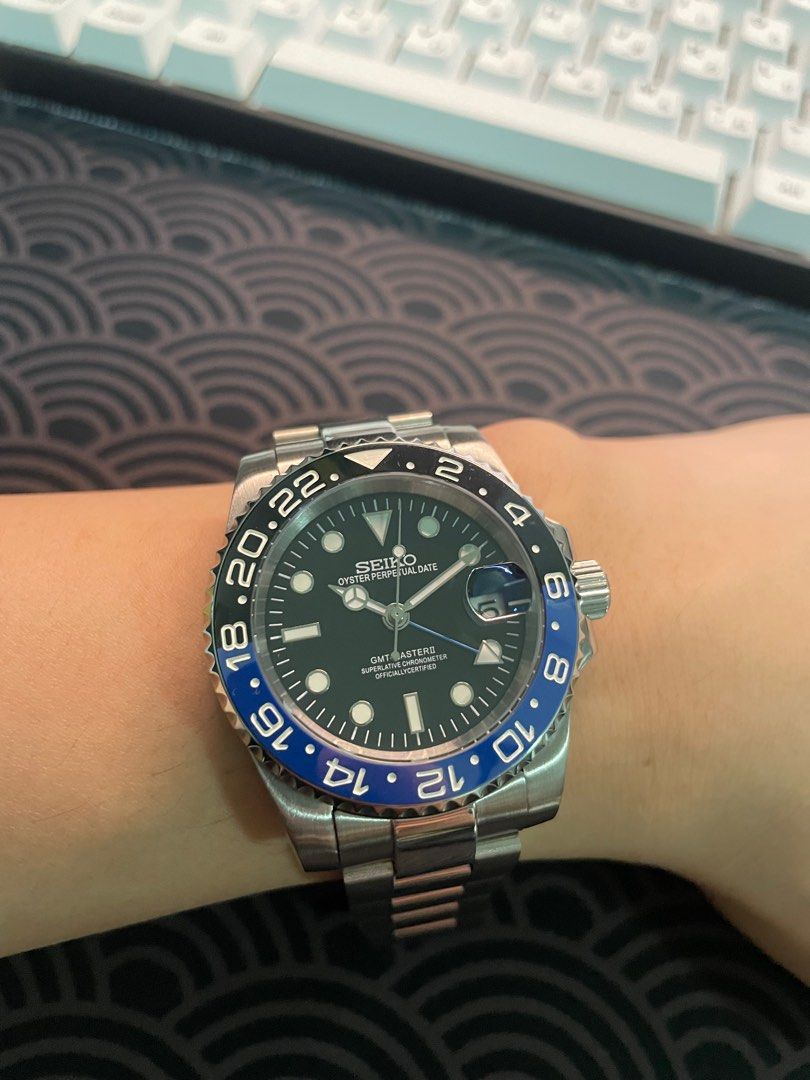 Seiko Custom Mod “GMT Master II Batman" 40mm case NH34 GMT, Men's ...