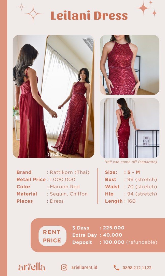[sewa] dress kondangan sangjit prewed party wedding birthday red sequin ...