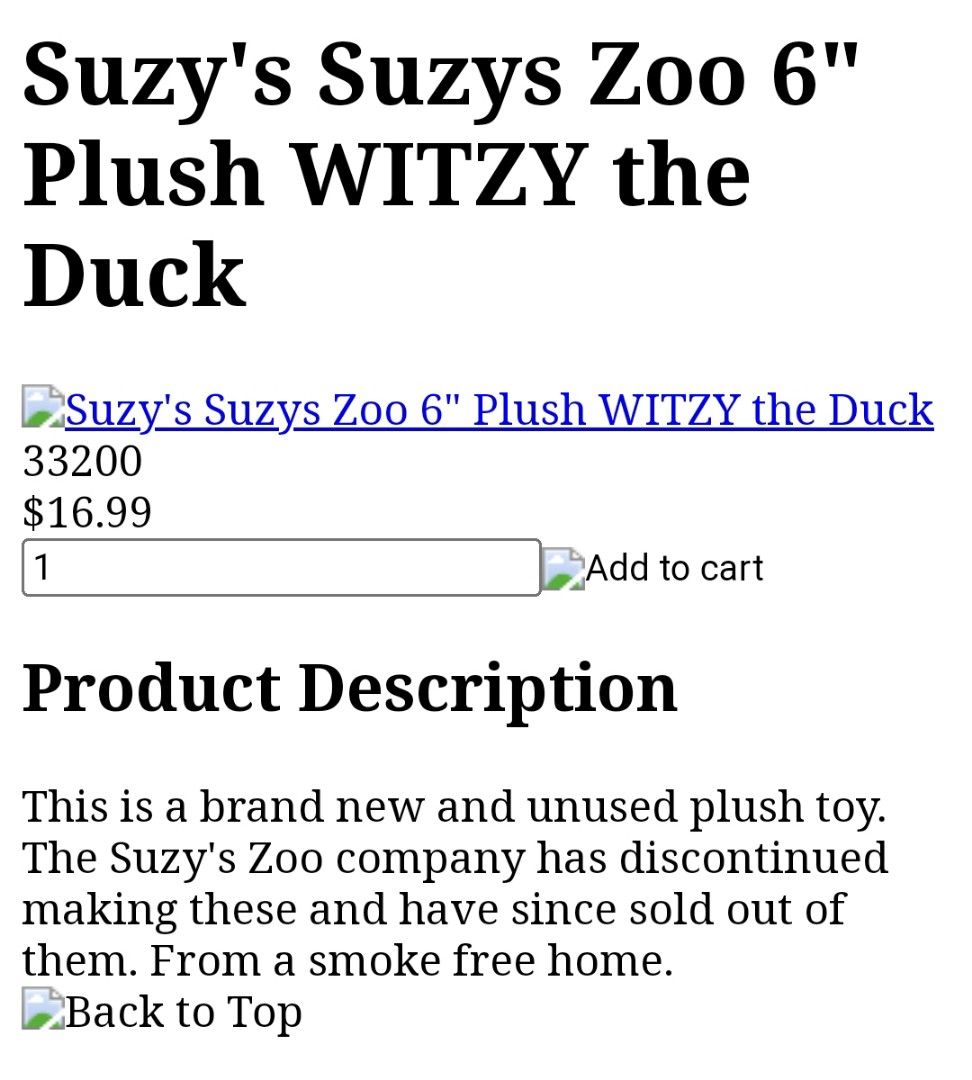 Suzy's Zoo Witzy the Duck Original Japan Brand New, Hobbies & Toys ...