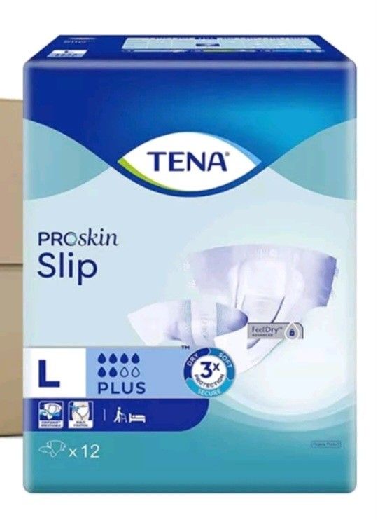 TENA Proskin Slip Plus Adult Diaper. Size L. 12pcs. Unisex., Health & Nutrition, Assistive ...