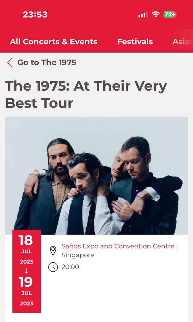The 1975 (19 July Concert), Tickets & Vouchers, Event Tickets on Carousell
