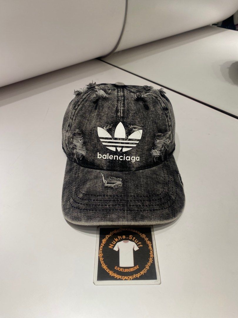 Topi Balenciaga x adidas Ripped, Fesyen Pria, Aksesoris, Topi di Carousell