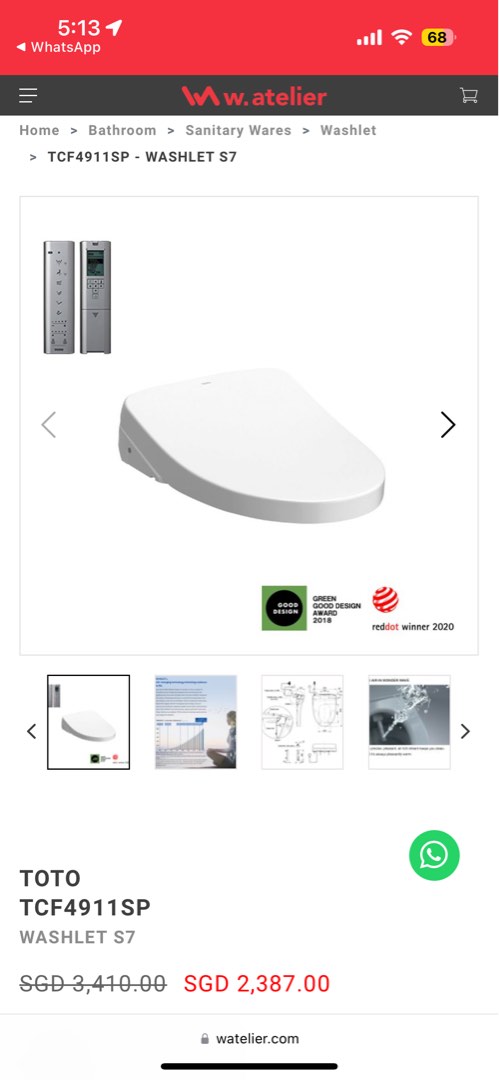 TOTO washlet TCF4911SP, Furniture & Home Living, Bathroom & Kitchen Fixtures on Carousell