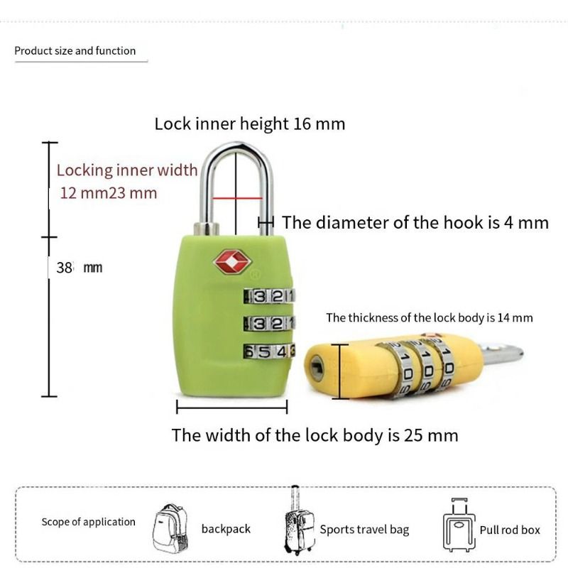 TSA Customs Smart Combination Lock Luggage Bag Overseas Travel Zipper ...