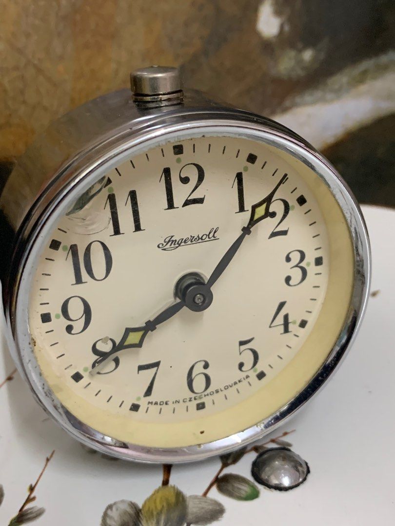 Vintage Ingersoll Vintage Clock Alarm Clock Chrome metal case -fully ...
