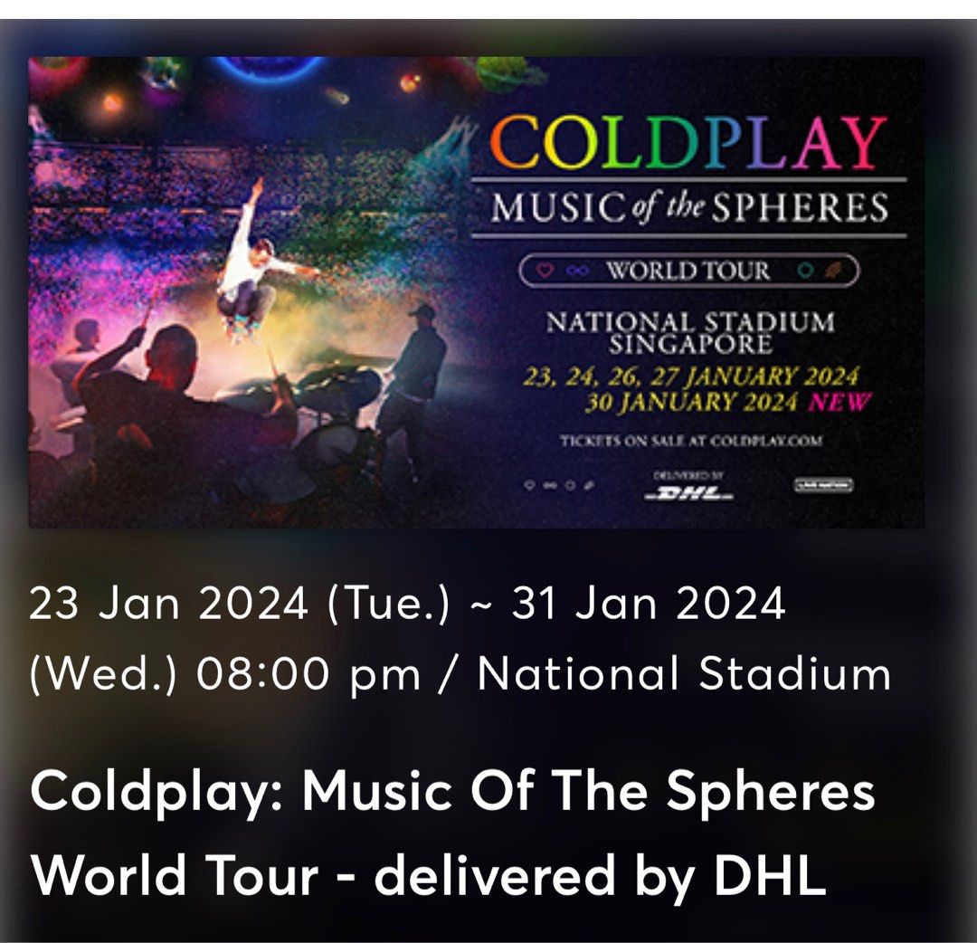 WTT/Exchange Coldplay Vip Standing, Tickets & Vouchers, Event Tickets ...