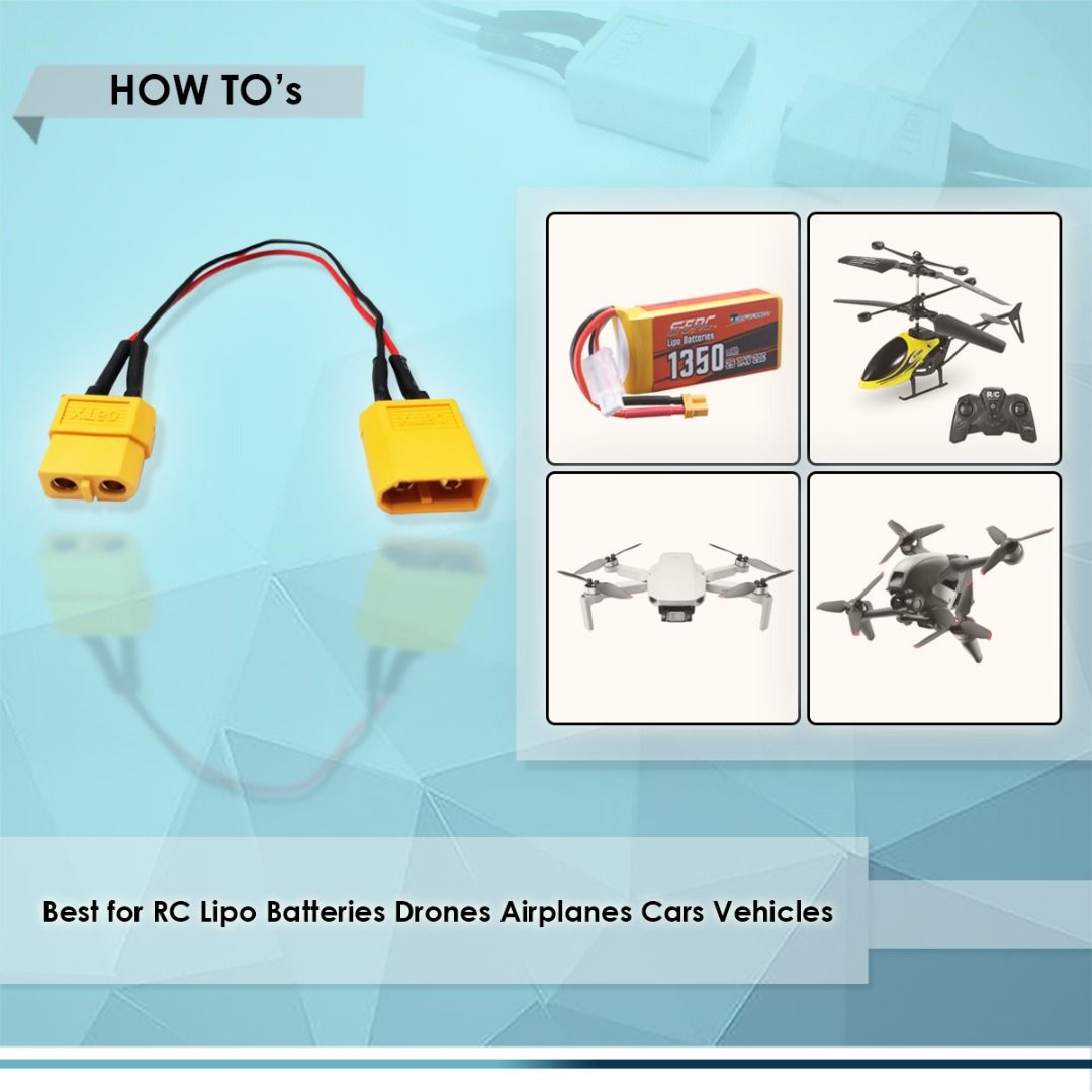 XT60 MALE to XT60 FEMALE with WIRE, 60A GOLD-PLATED BATTERY CONNECTOR ...