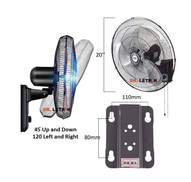 20'' MAXVI Industrial Wall Fan Aluminium Blade, Furniture & Home Living ...