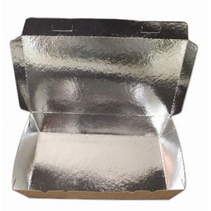 50 PC SET Paper Meal Box Take Out Box Silver Laminated Squid Balls ...