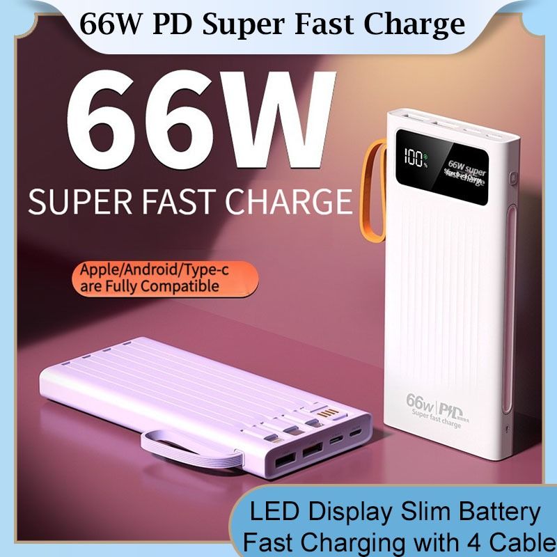 66W PD Super Fast Charge 20000 mAh Power Bank Mini Power Bank LED Display Slim Battery Fast ...