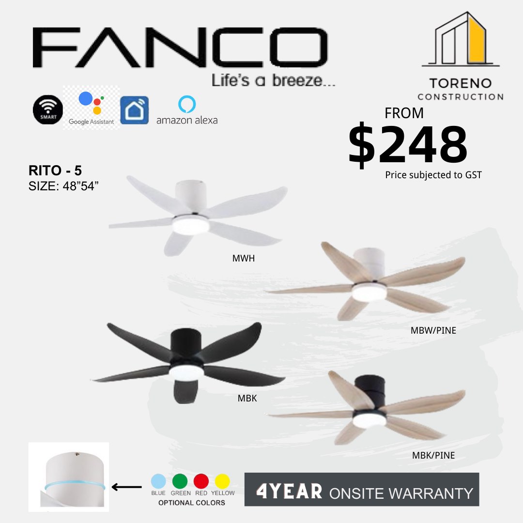 [ Available WI-FI FUNCTION !!! ] FANCO RITO-5 Ceiling Fan 24W LED DC ...