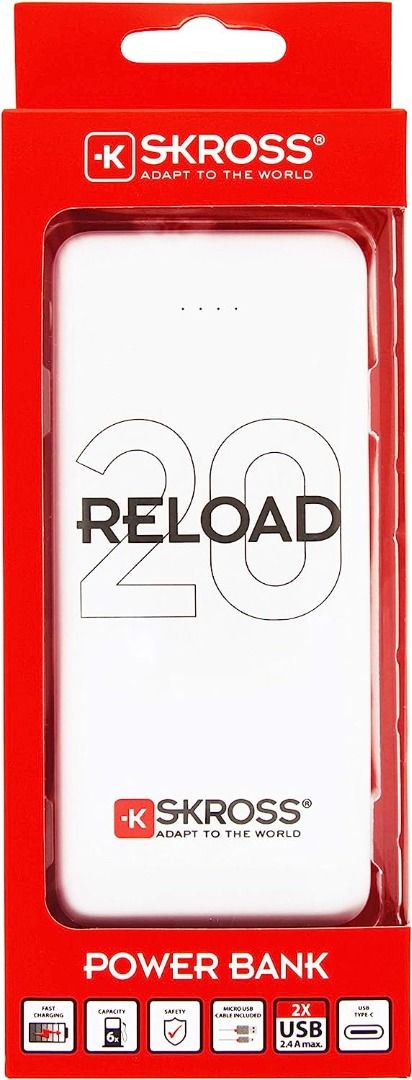 【全新行貨 門市現貨】SKROSS Reload 20 Power Bank 20000 mAh, 手提電話, 電話及其他裝置配件, 電池及 ...