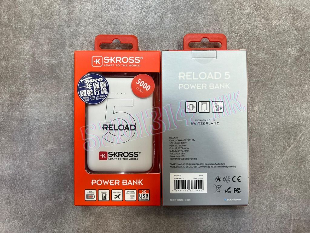 【全新行貨 門市現貨】SKROSS Reload 5 Power Bank 5000 mAh, 手提電話, 電話及其他裝置配件, 電池及充電器 ...