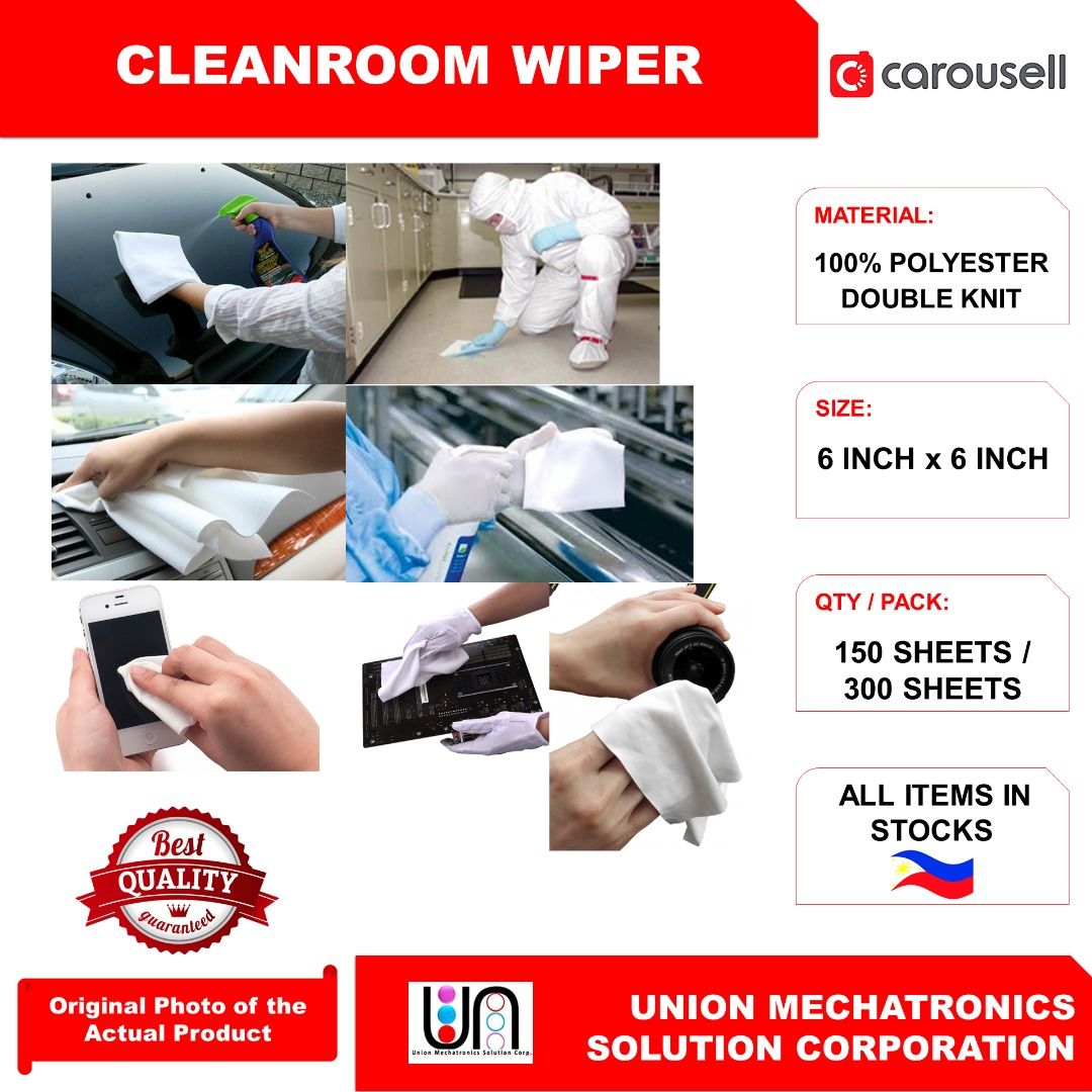 Anti-Static ESD Cleanroom Wiper 6" x 6" (100% Polyester), Commercial ...