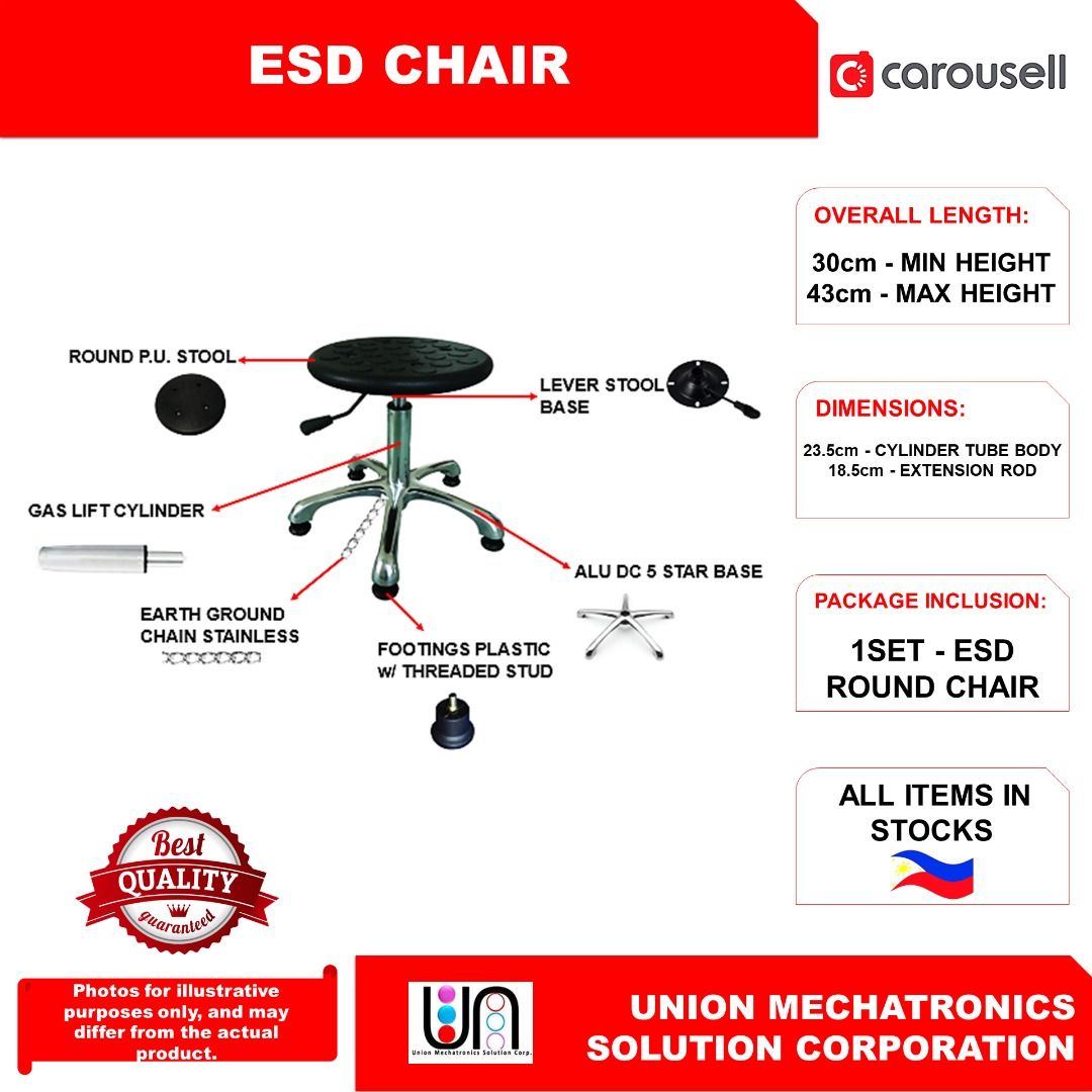 Anti-Static ESD Cleanroom Round Stool Office Chair, Commercial ...