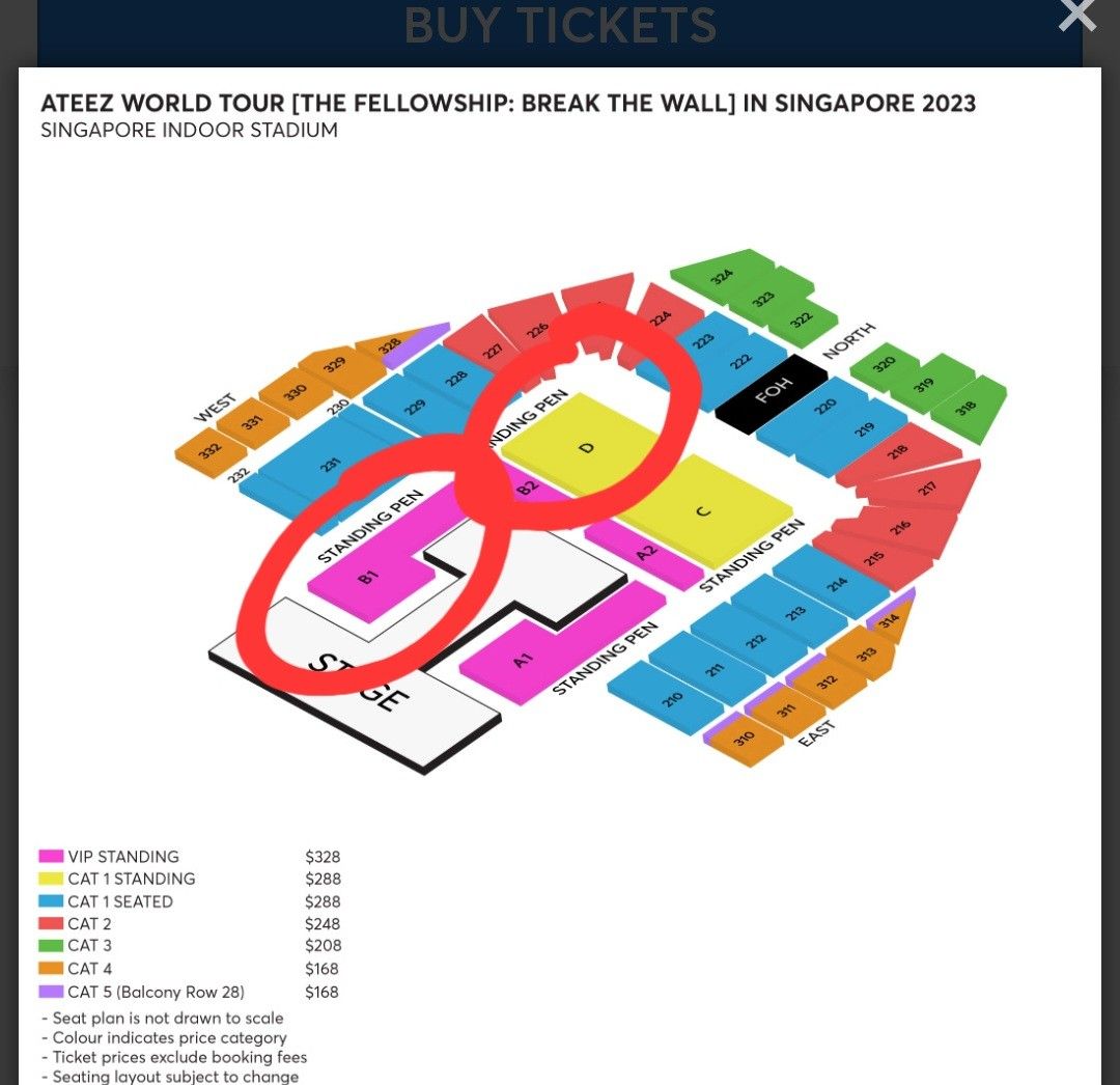 Ateez concert ticket Pen D & B, Tickets & Vouchers, Event Tickets on Carousell