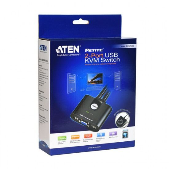 ATEN 2埠USB VGA帶線式KVM多電腦切換器(外接式切換按鍵) (CS22U), 電腦＆科技, 電腦周邊及配件, 電腦線、轉接線及 ...