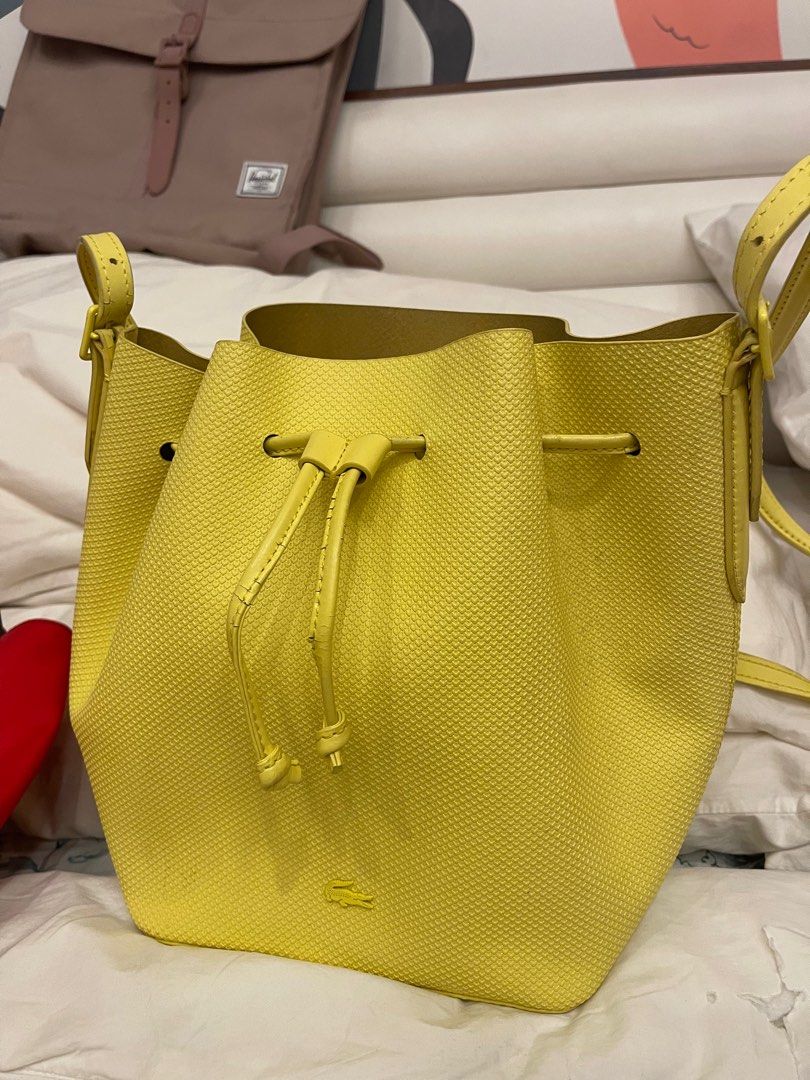 Authentic Lacoste Yellow Bucket Bag Leather Rare Original on Carousell