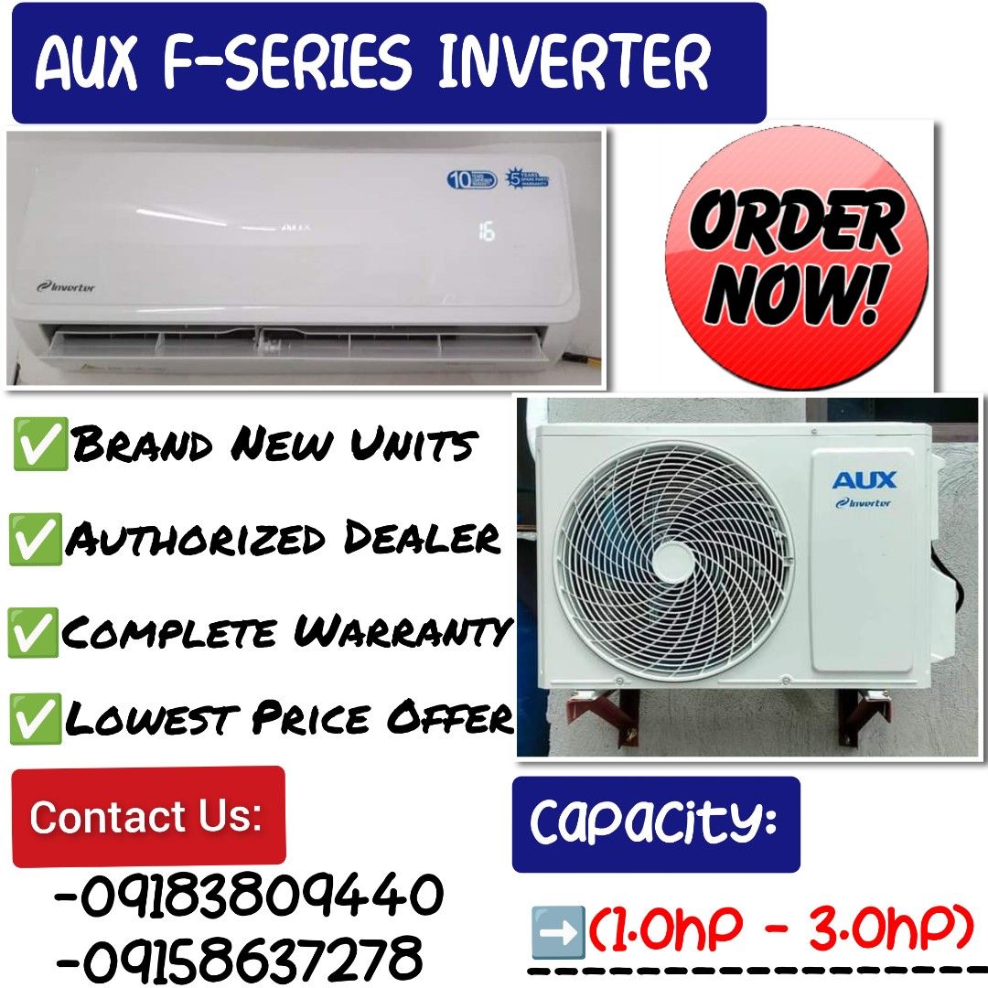 AUX F-SERIES INVERTER SPLIT TYPE AIRCON, TV & Home Appliances, Air ...