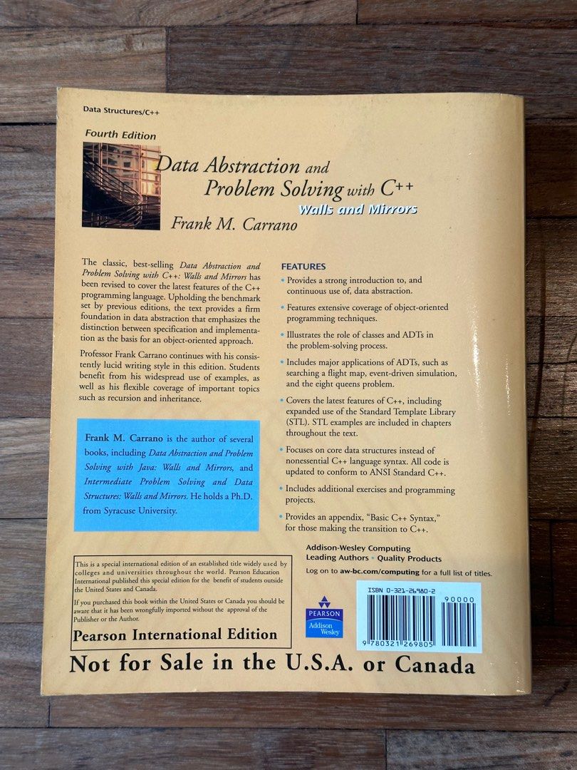 [Carrano] Data Abstraction and Problem Solving with C++: Walls and Mirrors, 4th Edition, Hobbies ...