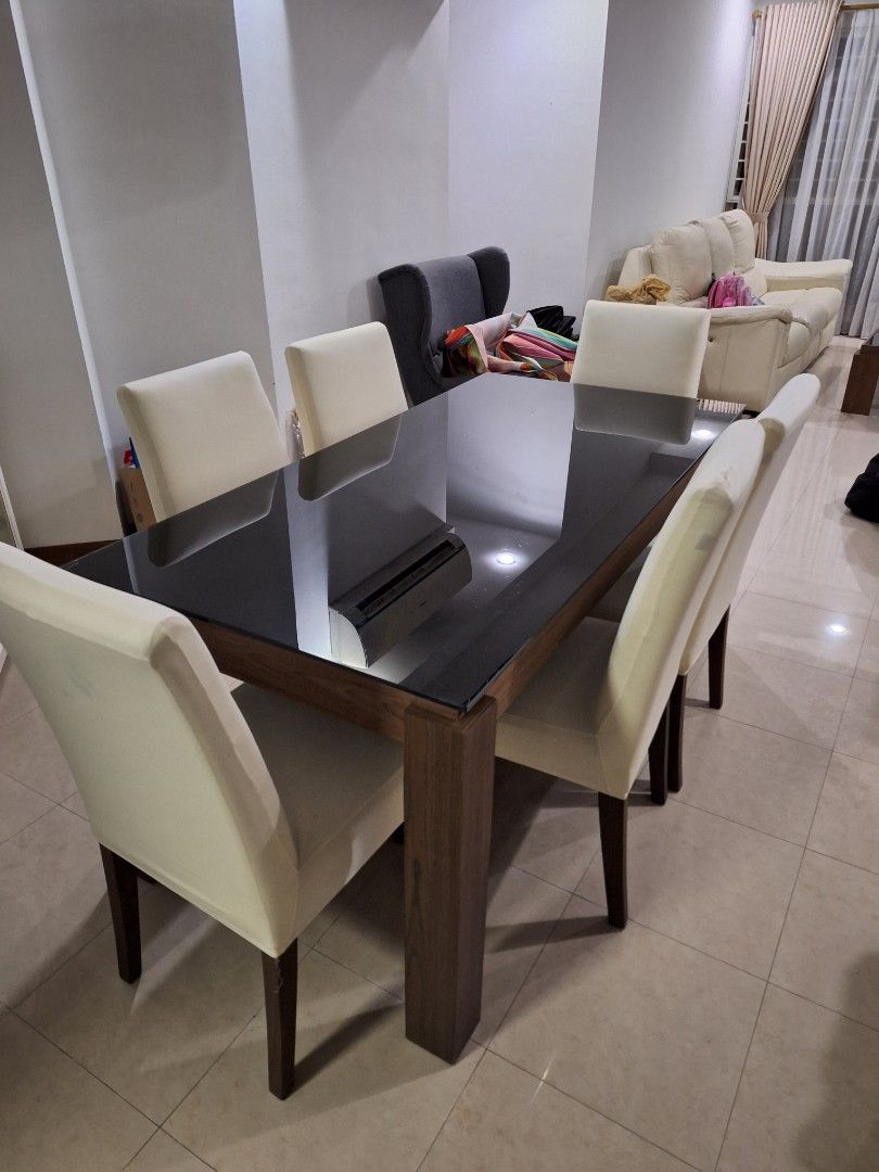 Cellini Max Glass Dining Table and Chairs, Furniture & Home Living ...