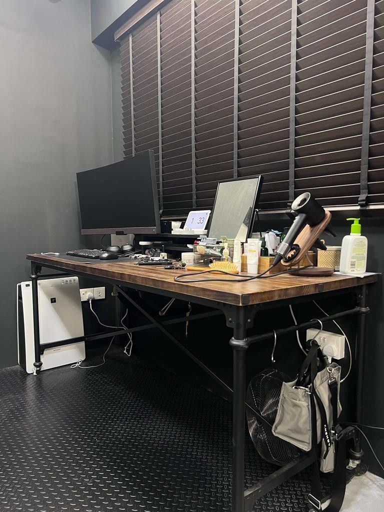 Industrial computer table (solid wood), Furniture & Home Living ...