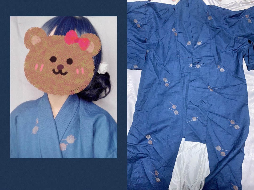 Dark Blue Kimono Japanese wear, Women's Fashion, Dresses & Sets ...