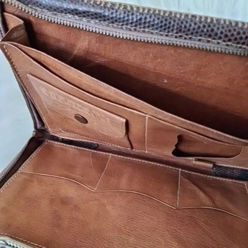 DOMPET KULIT ASLI REPTIL SKIN VINTAGE AUTHENTIC, Fesyen Wanita, Tas ...