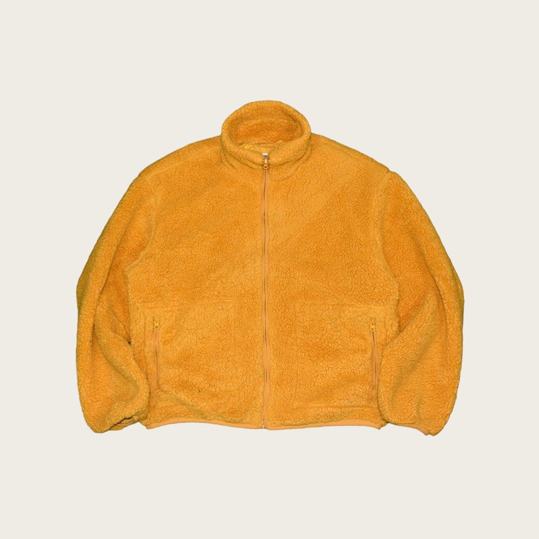 DOUBLE ZERO MUSTARD YELLOW SHERPA FLEECE JACKET, Men's Fashion, Coats ...