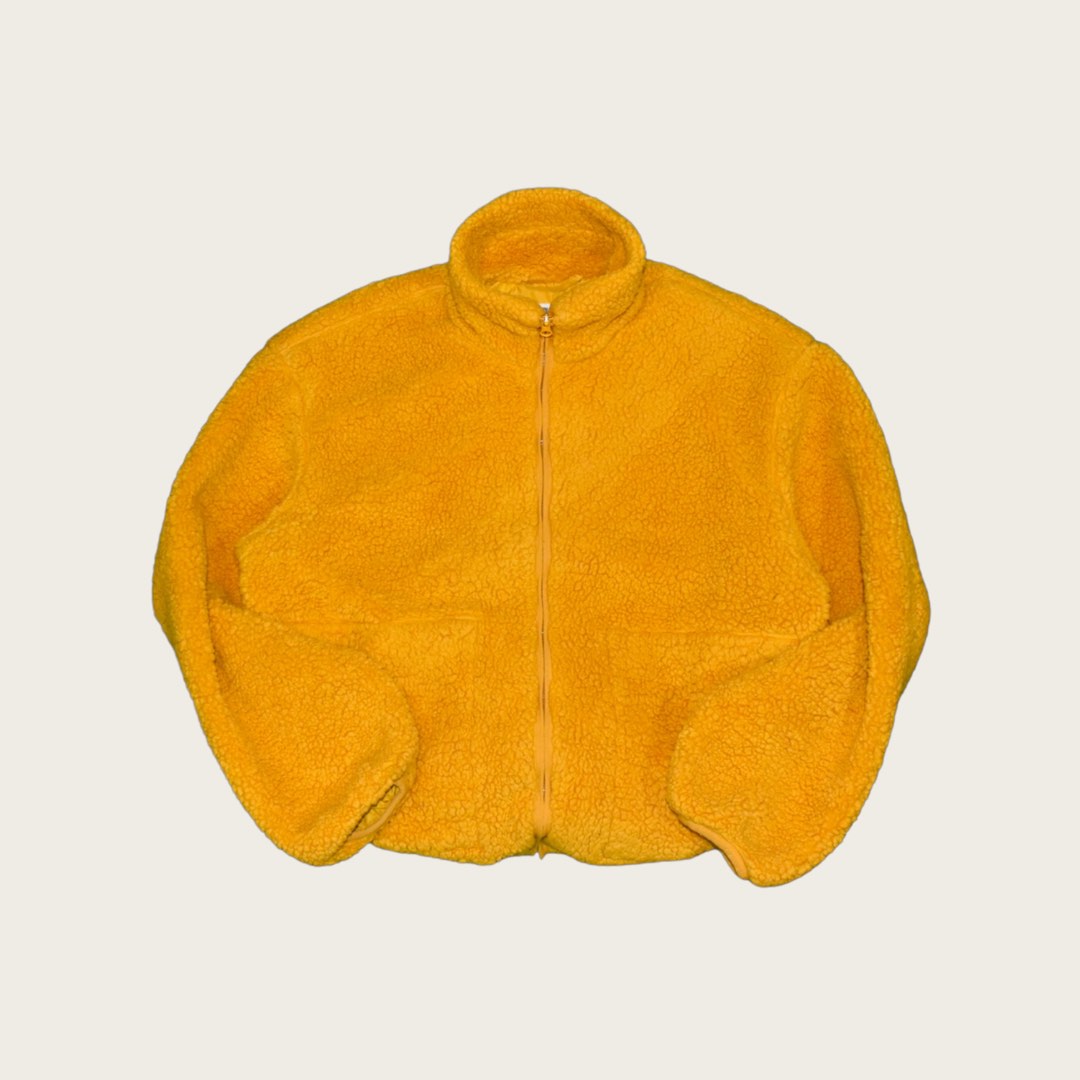 DOUBLE ZERO MUSTARD YELLOW SHERPA FLEECE JACKET, Men's Fashion, Coats ...