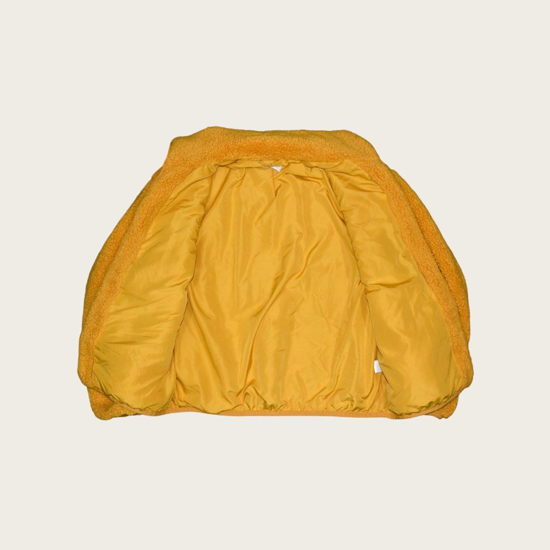 DOUBLE ZERO MUSTARD YELLOW SHERPA FLEECE JACKET, Men's Fashion, Coats ...