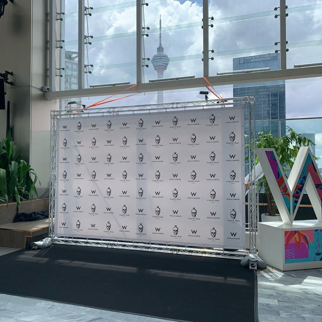 Event Truss 12ft Backdrop + Printing customizable for rent / sewa for ...